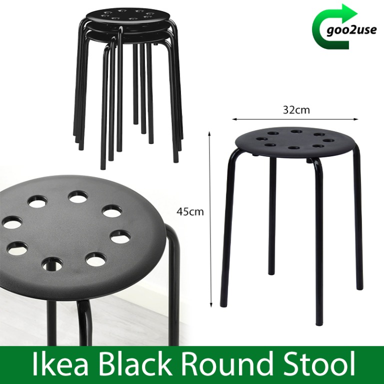 Ikea Black Round Stool, Furniture & Home Living, Furniture, Chairs on ...