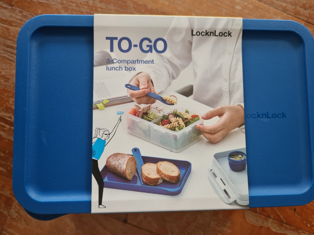 LocknLock To-Go 3-Compartment lunch box, Everything Else on Carousell