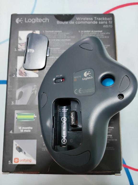 Logitech M570 Wireless Trackball with Unifying USB adapter, Computers ...
