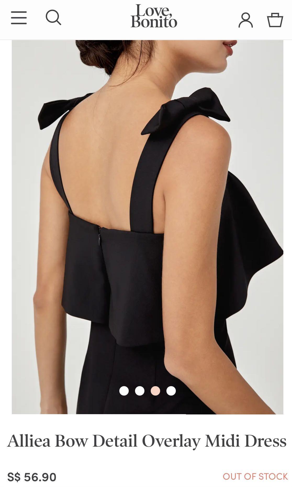 Love Bonito Alliea Bow Detail Overlay Midi Dress, Women's Fashion ...