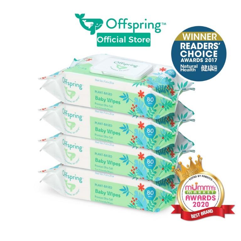 OFFSPRING Plant-Based Baby Wipes 80ct 4 Pack Bundle, Babies & Kids ...