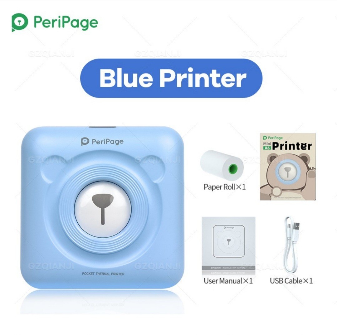 PeriPage Printer + Silicone casing + TWENTY rolls of white paper ALL ...