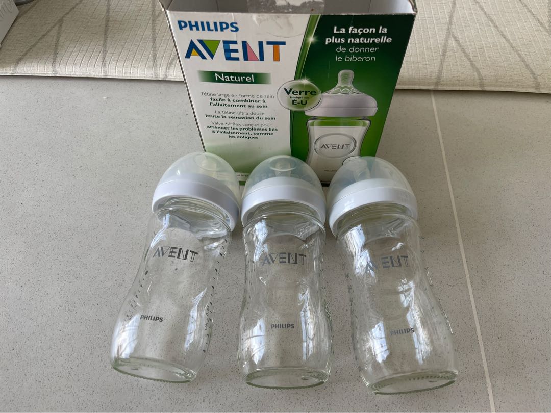 Philips Avent Glass bottles 240ml x3, Babies & Kids, Nursing & Feeding ...