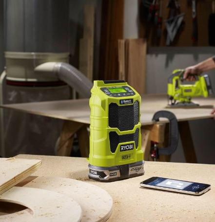 Ryobi P742 One+ 18V Cordless Compact FM Radio w/ Wireless Bluetooth ...