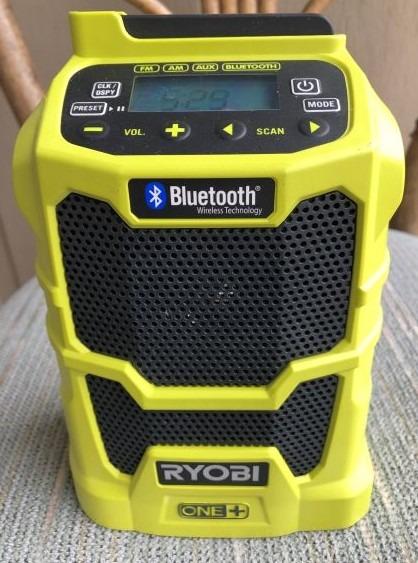 Ryobi P742 One+ 18V Cordless Compact FM Radio w/ Wireless Bluetooth ...