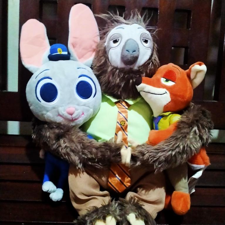 Zootopia Flash the Sloth, Nick Wilde, Judy Hopps Bundle Stuffed Toys ...