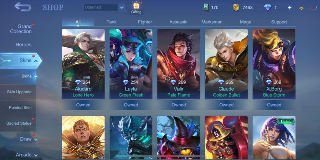 25 Skins Mobile Legends account # (40 HEROES, 25 SKINS, 1 MAXED EMBLEM ...