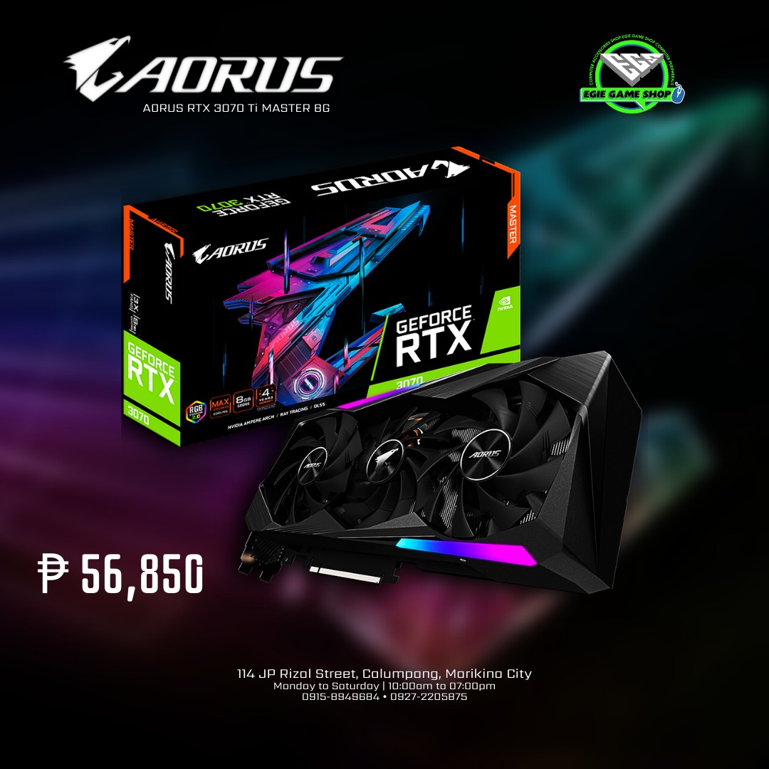 AORUS RTX 3070 Ti Master 8G | GDDR6X | 256-bit | PCI-e 4.0 x16 | REV 1. ...