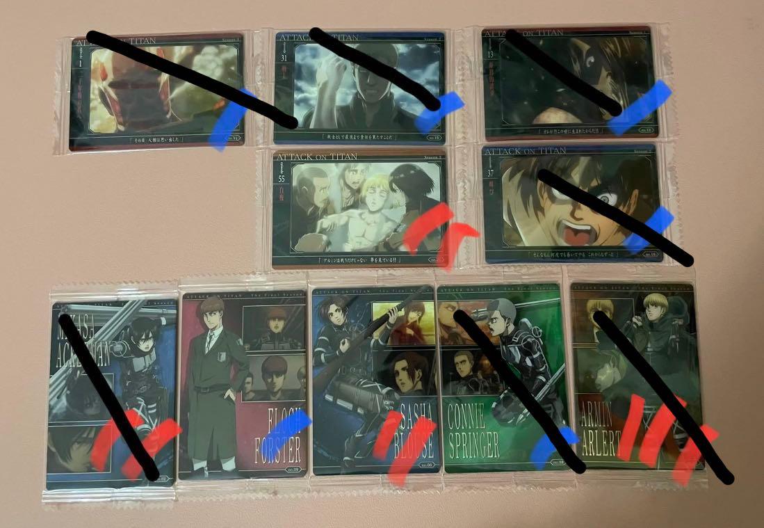 Aot Attack on Titan Wafer Cards armin mikasa Sasha eren floch , Hobbies ...