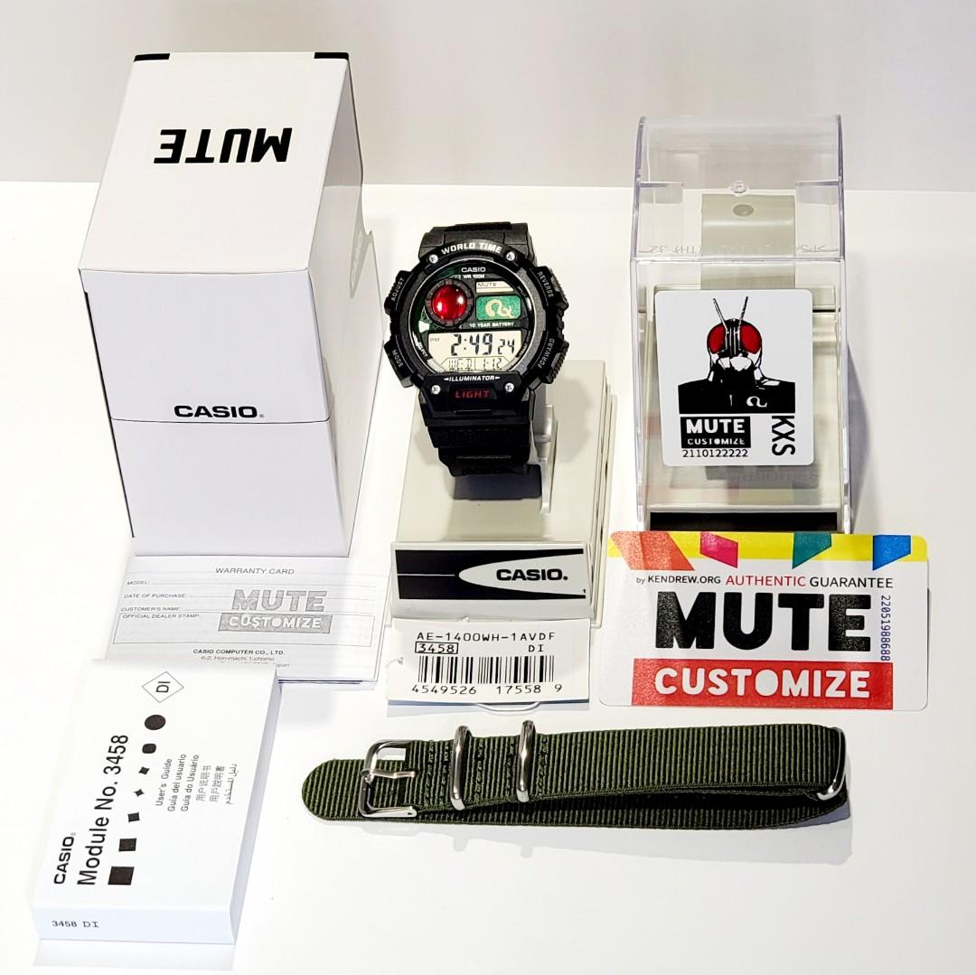 CASIO 幪面超人 RX AE-1400 MOD MASKED KAMEN RIDER custom made watch 全新 原裝 ...