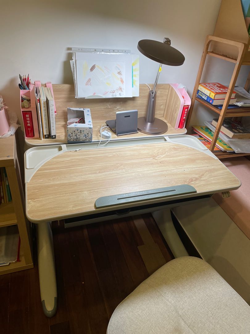 Children study table 90cm wide and adjustable height (with free chair ...