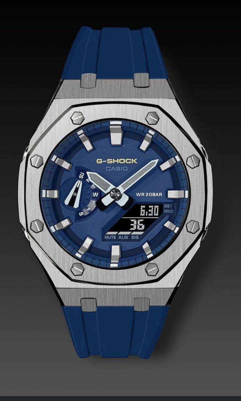 Gshock Casio Watch blue silver mod ga2100 ga2110 ga-2100 ga-2110, Men's ...