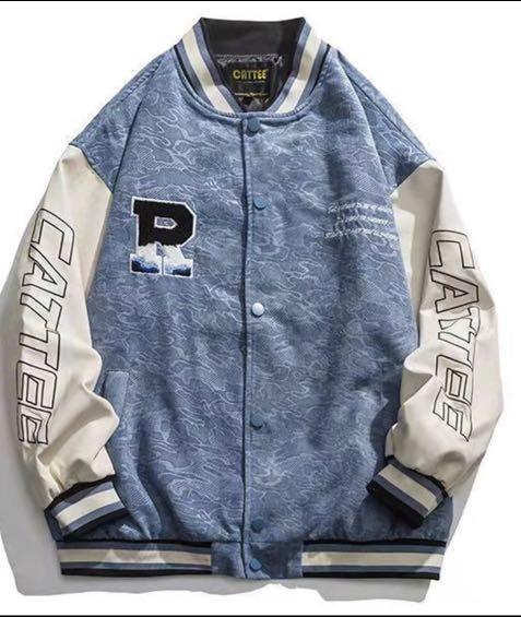 light blue varsity jacket, Men's Fashion, Coats, Jackets and Outerwear ...