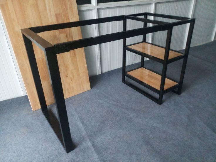 Meja Kerja Ambalan Hollow Galvanis Kayu Papan Multipleks, Perabotan ...