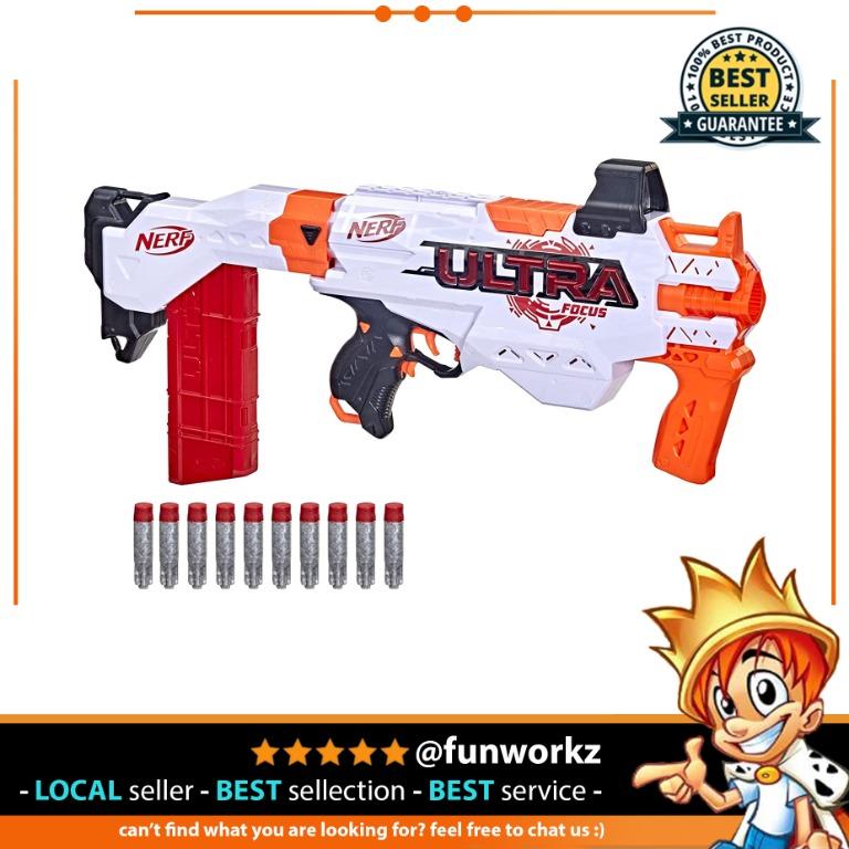 NERF Ultra Focus Motorized Blaster, 10-Dart Clip, 10 AccuStrike Ultra ...