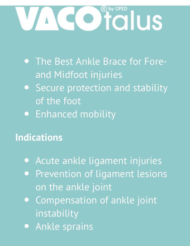 OPED Vaco Talus ankle brace stabiliser support, Health & Nutrition ...