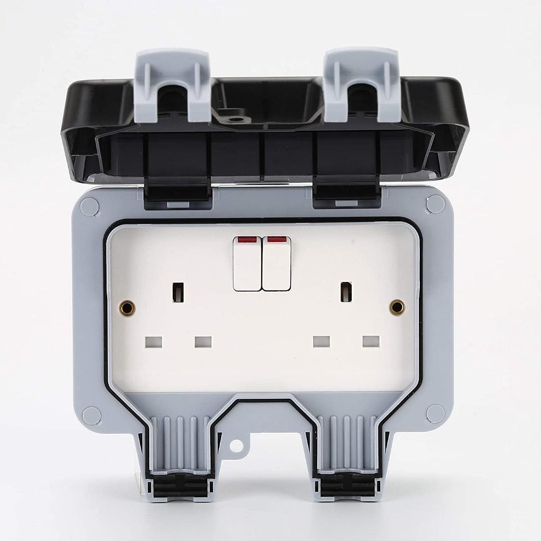 Outdoor Sockets Weatherproof Double Socket, Wall Electrical Outlets ...