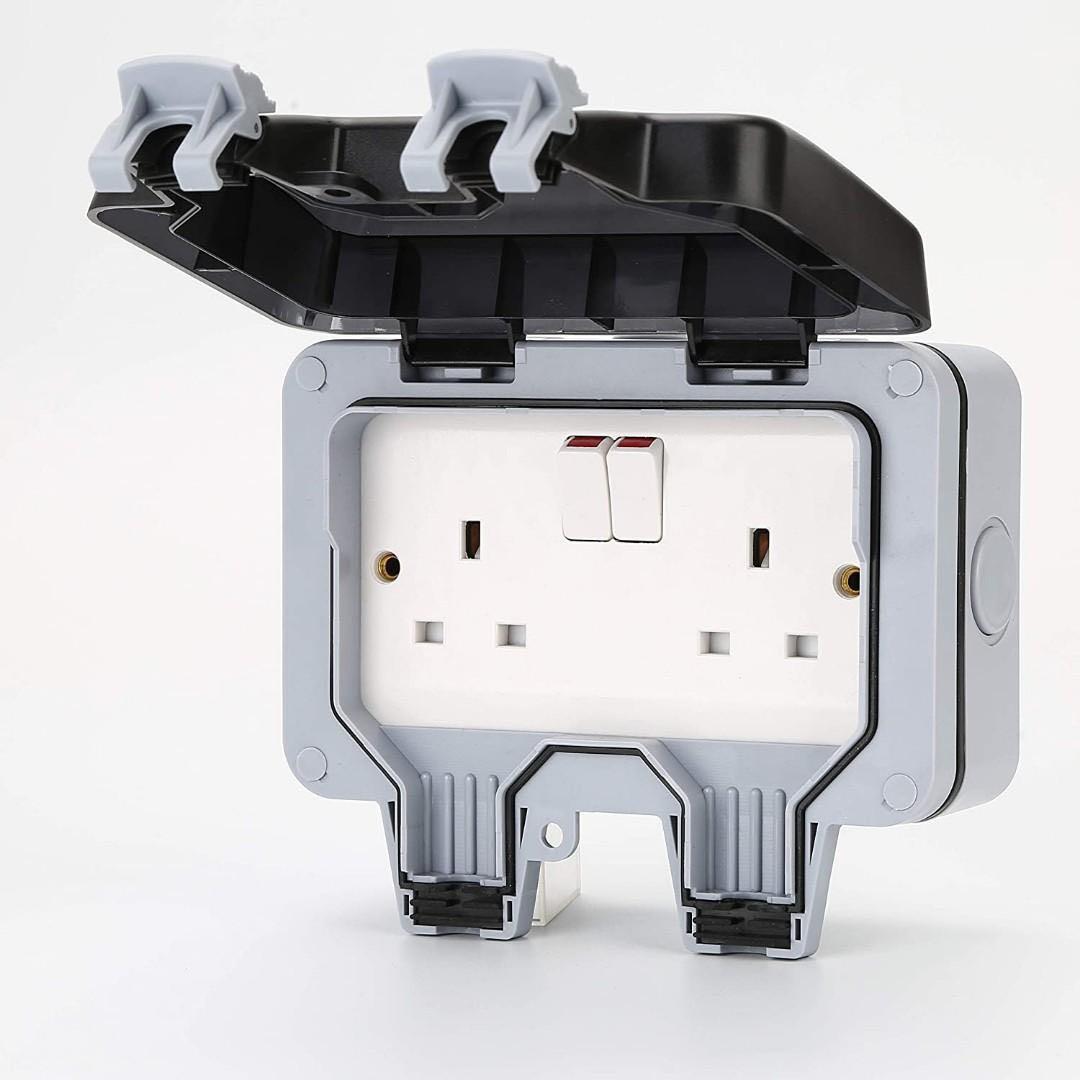 Outdoor Sockets Weatherproof Double Socket, Wall Electrical Outlets ...