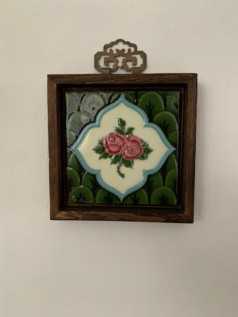 Peranakan Tile with wooden frame, Furniture & Home Living, Home Decor ...