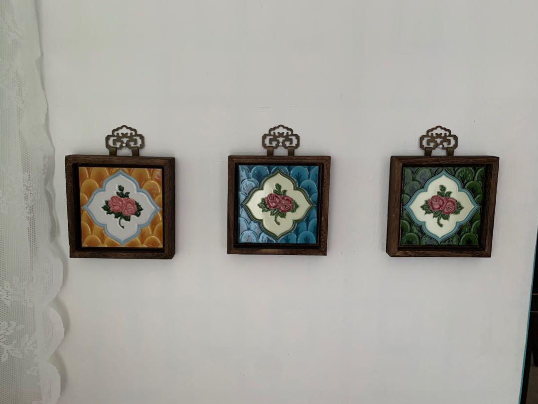 Peranakan Tile with wooden frame / (gift ideas), Furniture & Home ...