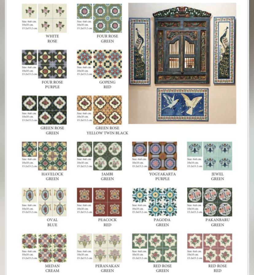 Peranakan Tile with wooden frame, Furniture & Home Living, Home Decor ...