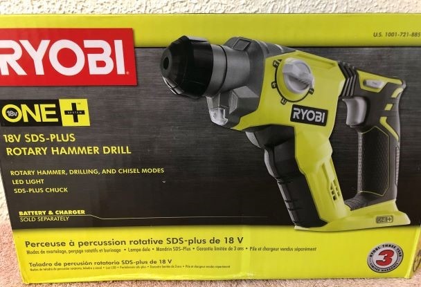 RYOBI P222, 18-Volt ONE+ Lithium-Ion Cordless 1/2 in. SDS-Plus Rotary ...