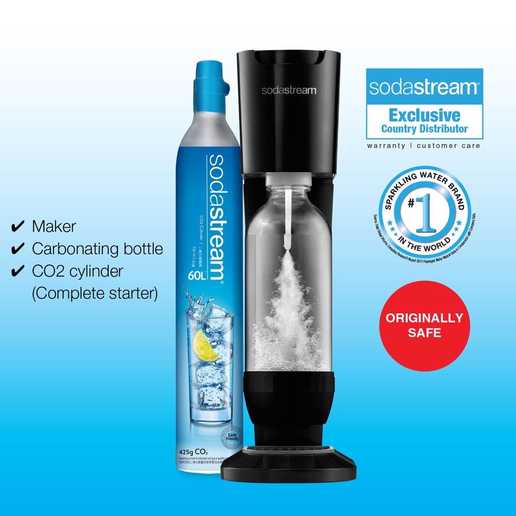 SODASTREAM Genesis Metallic Black Sparkling Water Maker, TV & Home ...