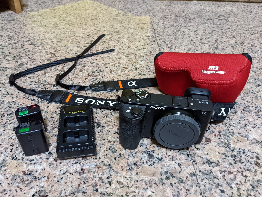 Sony a6500 alpha + 2 Sony batts + Nightcore charger + case and strap ...