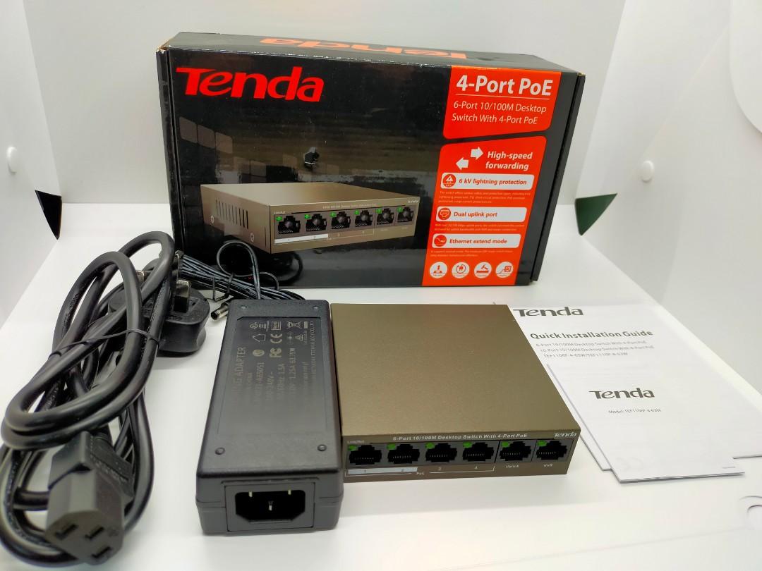 Tenda Poe Switch 6-Port/100M Ethernet Network Switch,Hub,4 Poe Ports Up ...
