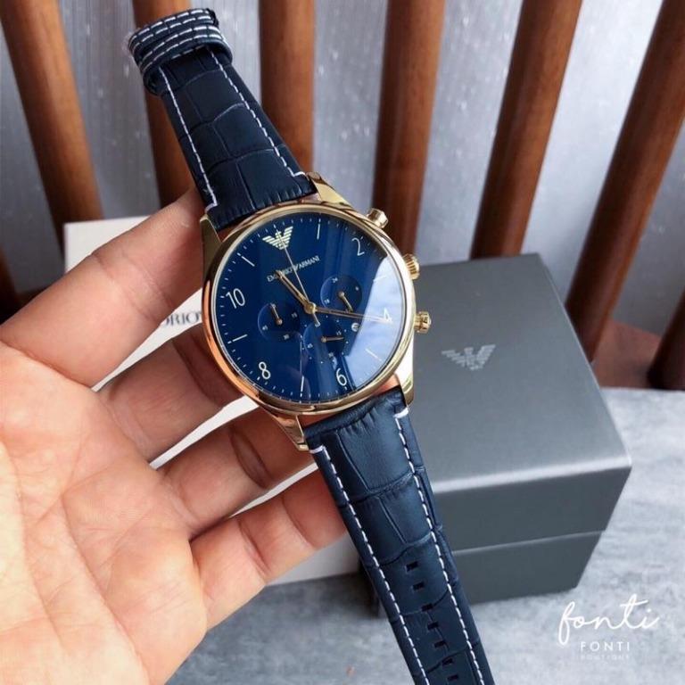 Armani pilot aviator man's chrono gentleman business quartz watch ...