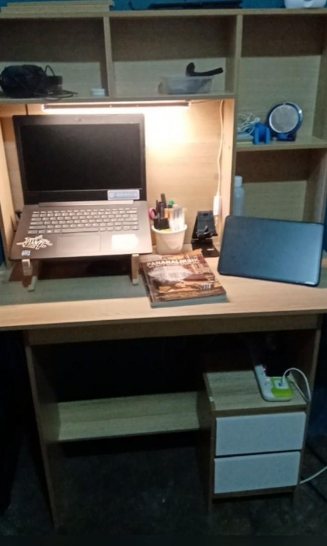 BIG SIZE COMPUTER TABLE WITH SHELVES & DRAWER, Furniture & Home Living ...