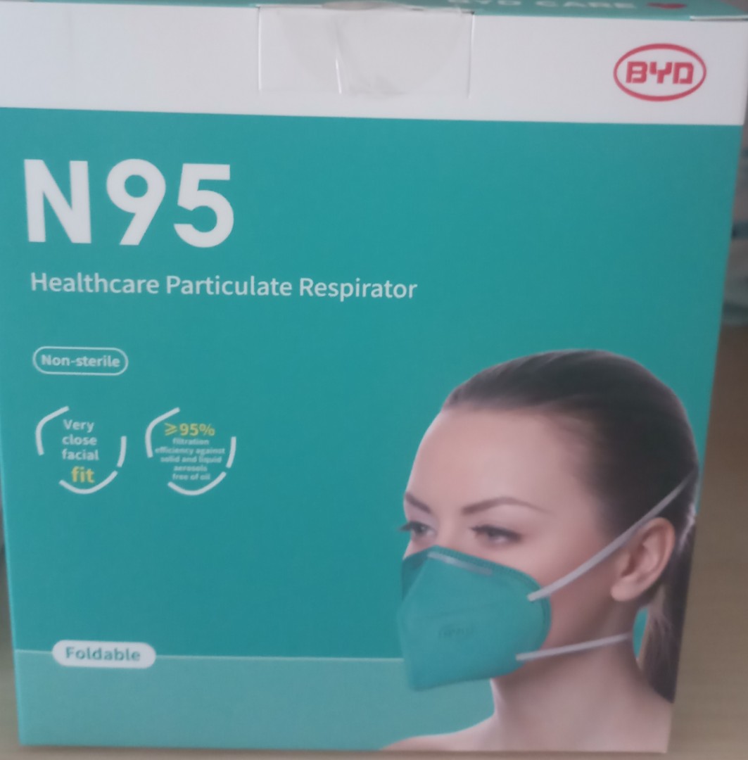 BYD N95 Respirator Masks (25 pcs), Health & Nutrition, Face Masks ...