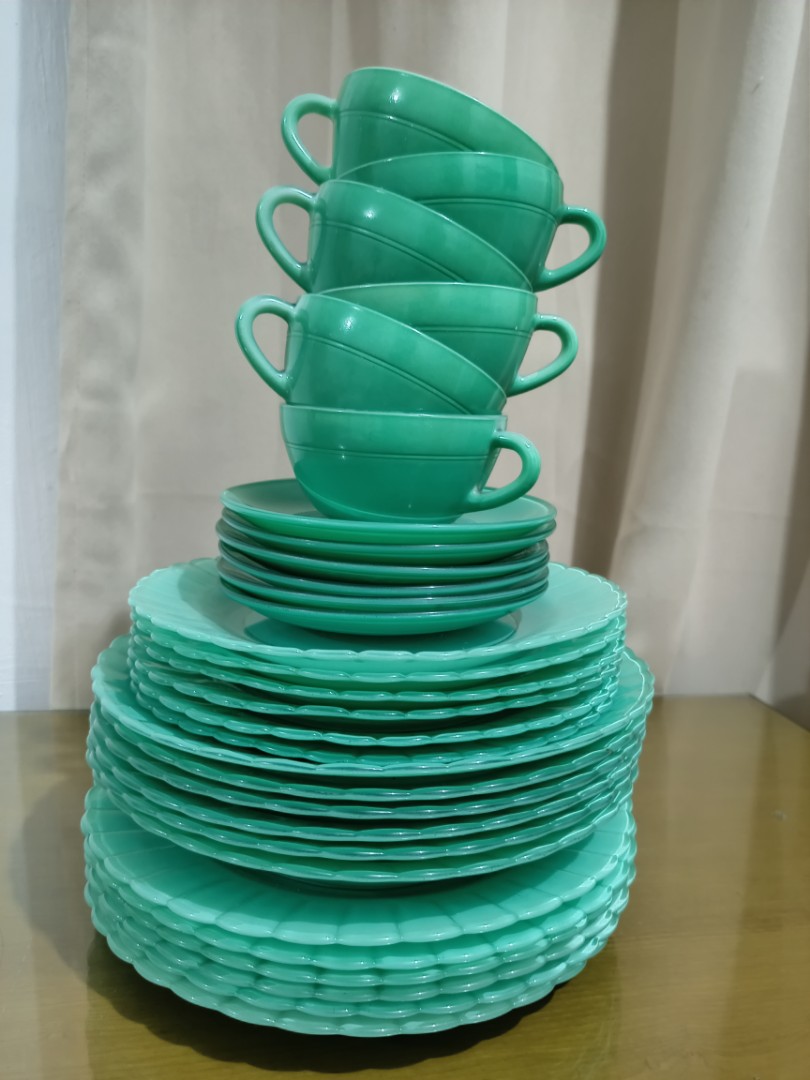 Duralex green dinnerware set of 6, Furniture & Home Living, Kitchenware ...