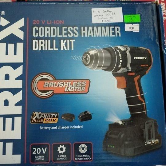 Ferrex Cordless Hammer Drill Kit 20V Brushless, Commercial & Industrial ...