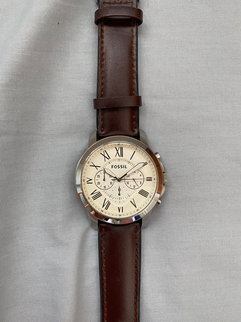 Fossil FS4735 Grant Chronograph Brown Leather Watch, Men's Fashion ...