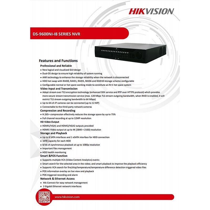 Hikvision 32CH NVR Raid Configurable DS-9632NI-I8 with 8 SATA HDD ...