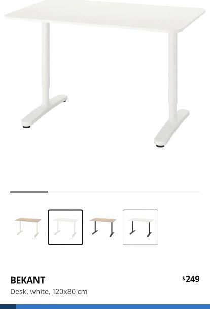 Ikea Bekant desk - white. 120x80 cm, Furniture & Home Living, Furniture ...
