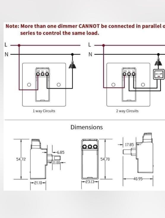 iolloi LED-Dimmer-Switch 1 Gang 2-Way, Push on/Off Rotary Trailing Edge ...