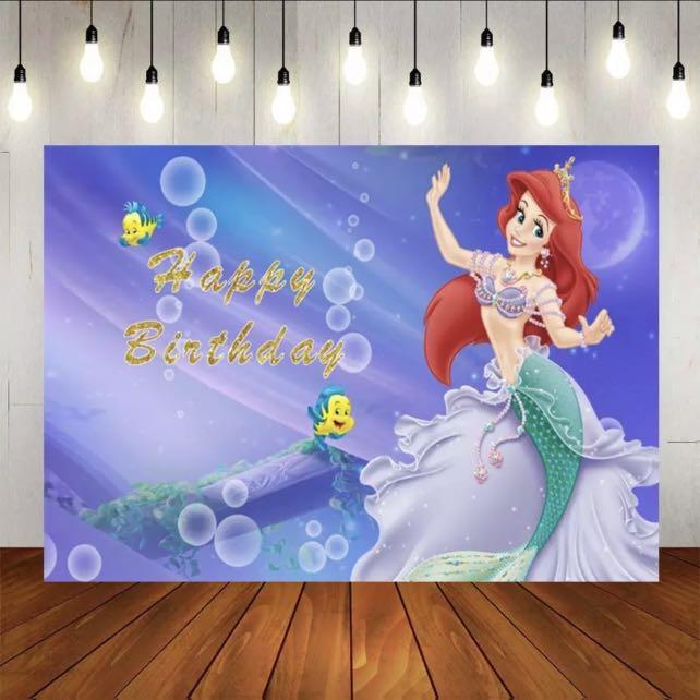 Little Mermaid Ariel party supplies - birthday banner backdrop/ party ...