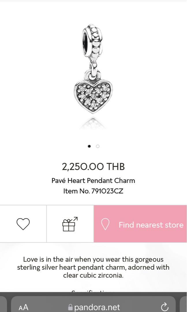 Pandora pendant Charms theme hope stability and love pave heart symbol ...