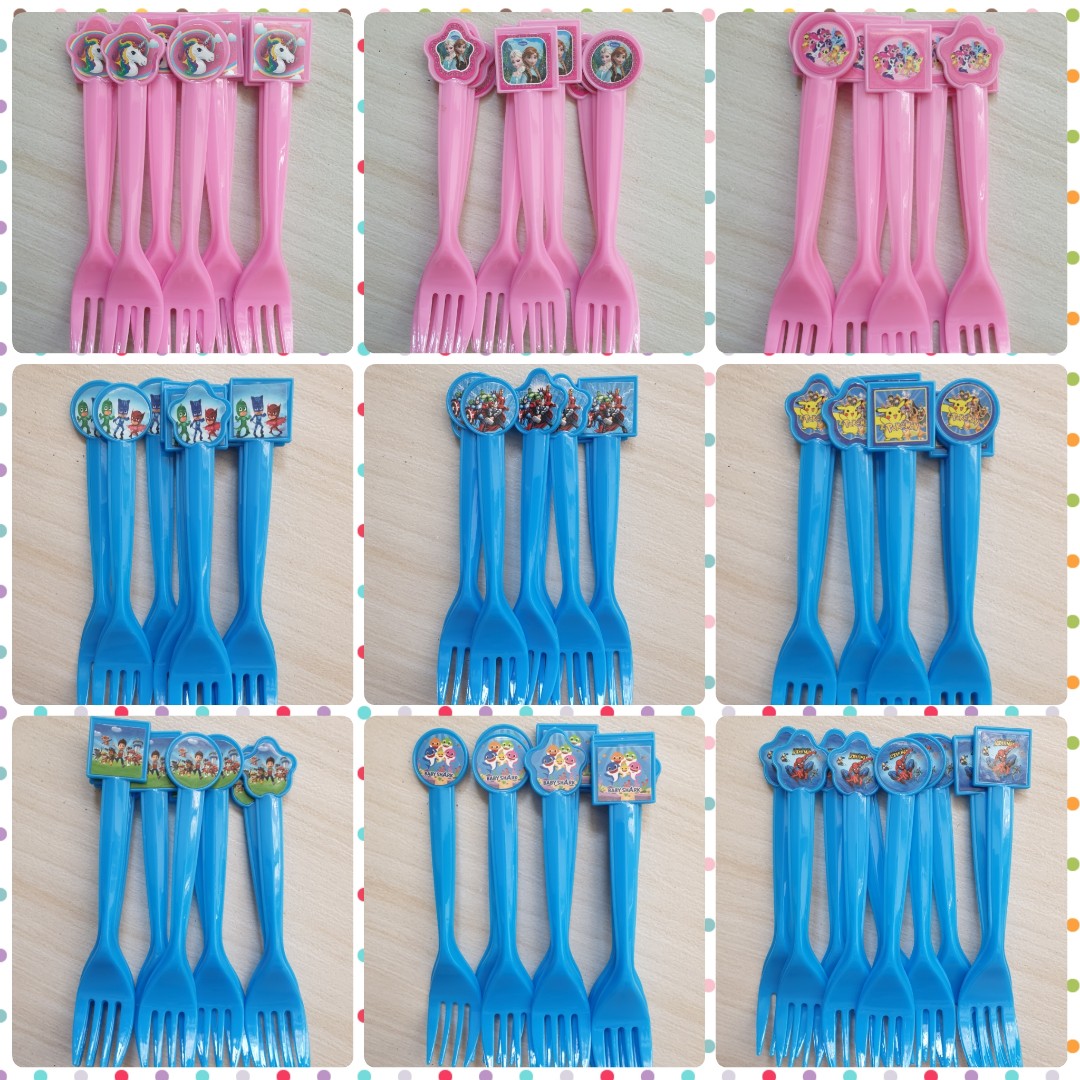 Party disposable forks - pj mask, frozen, baby shark, avenger, pony ...