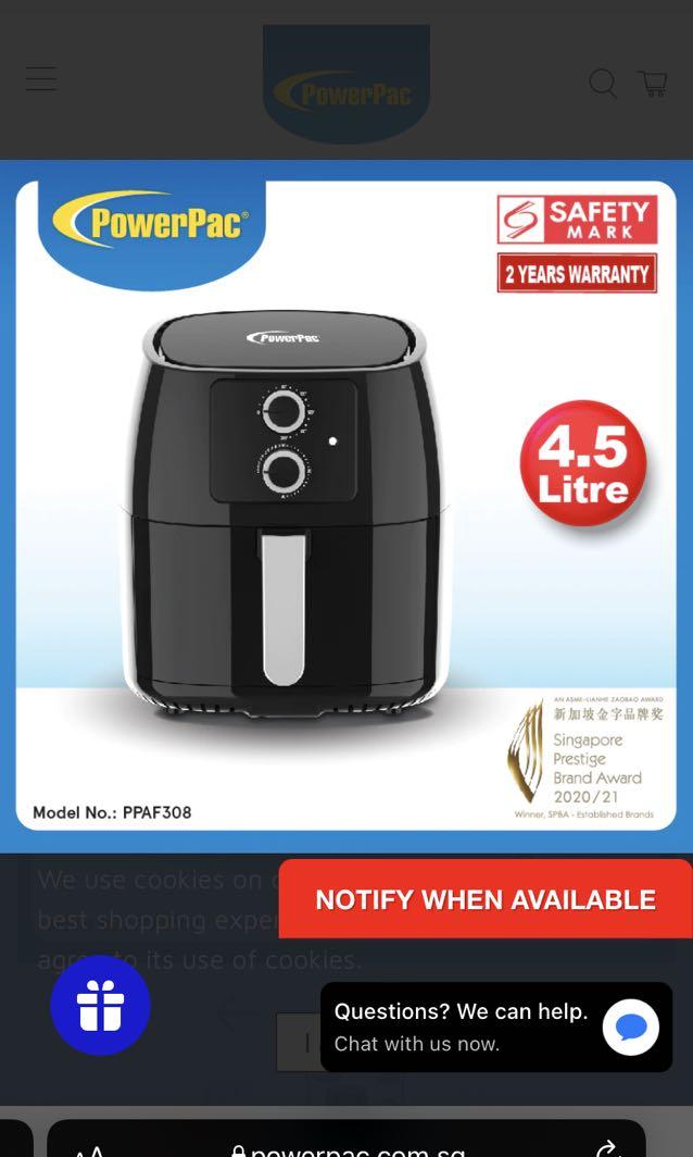 PowerPac PPAF351 - 4.5l Digital Airfryer, TV & Home Appliances ...