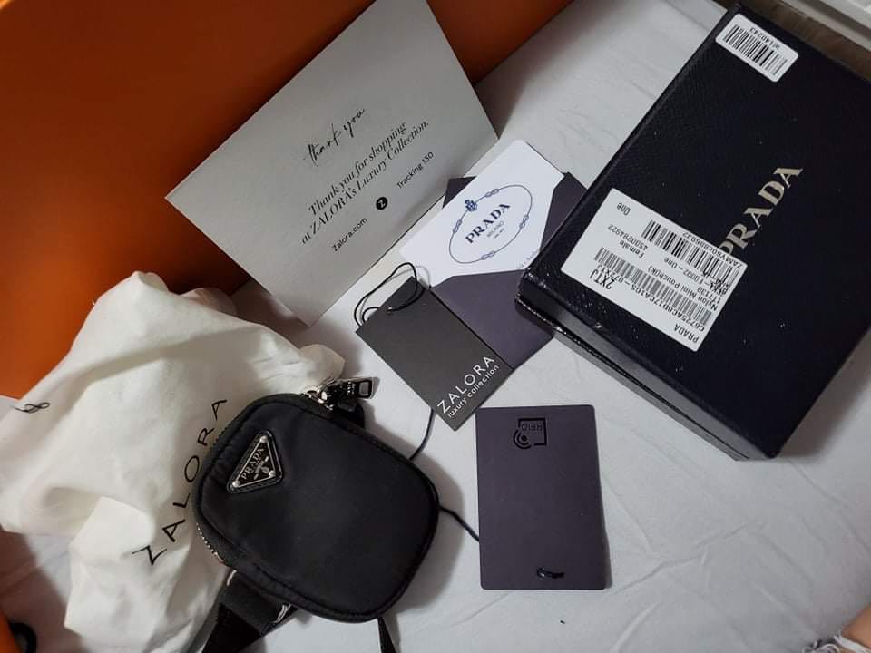 Prada nylon tessuto mini sling and wrist bag with box and dustbag ...