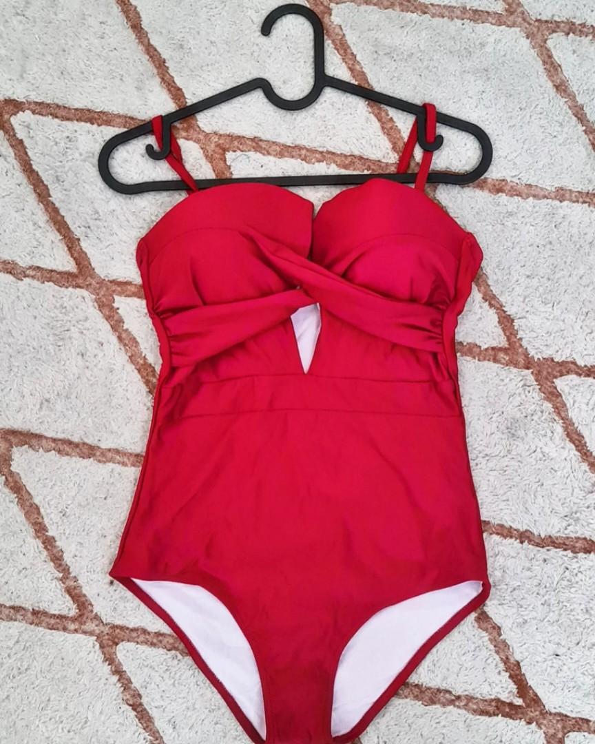 Red one piece bathing suit, Women's Fashion, Swimwear, Bikinis ...