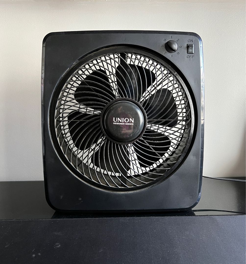 TWO Union Black Electric Box Fan 12 inches, Furniture & Home Living ...