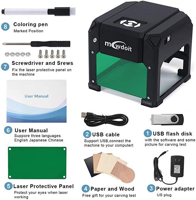 Upgrade 3000mW Laser Engraving Machine, Mcwdoit Desktop Laser Engraver ...