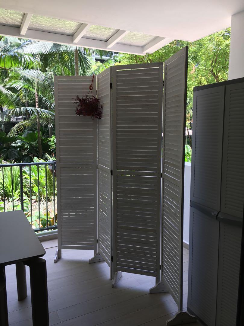 4-pc louvre wooden partition/ room divider (brand new), Furniture ...
