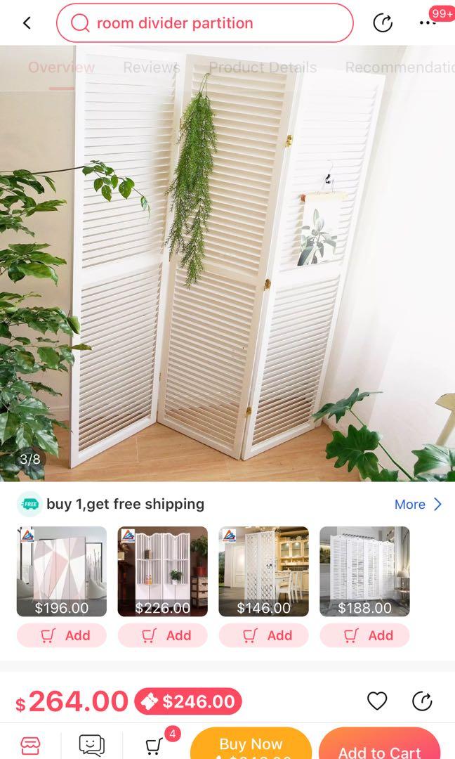 4-pc louvre wooden partition/ room divider (brand new), Furniture ...