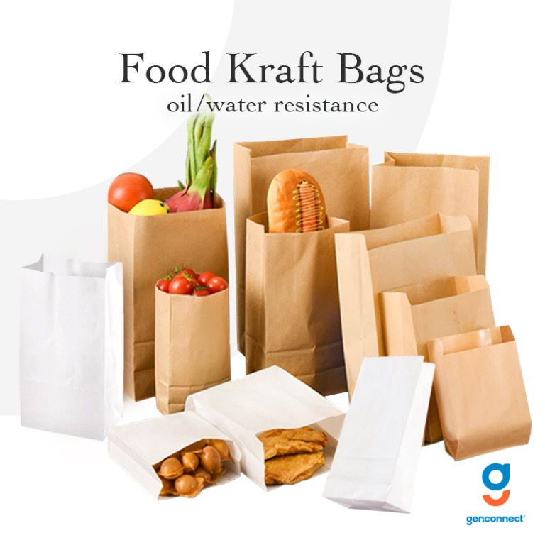 50PC Food Grade Kraft Paper Bags Croissant Bag Pouches sachet Packaging ...