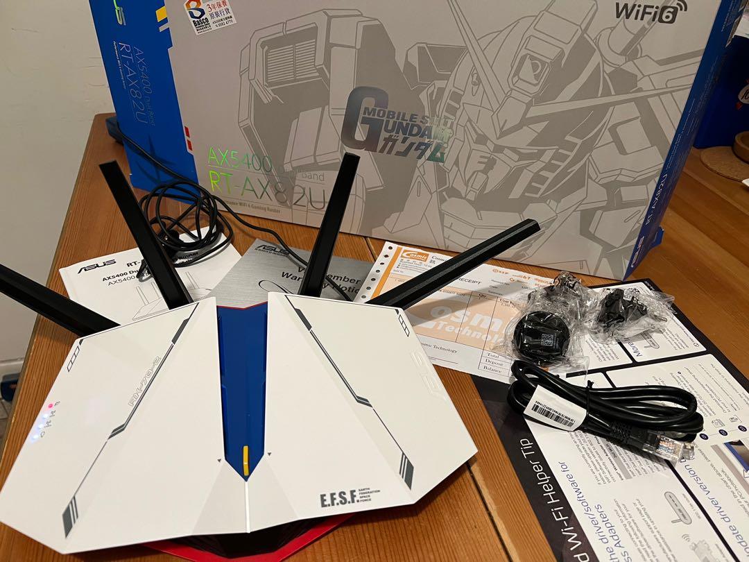 ASUS RT-AX82U GUNDAM EDITION WiFi 6 Gaming Router, 電腦＆科技, 電腦周邊及配件, Wifi ...